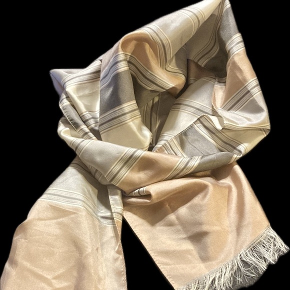 Accessories | Vintage Gray Tan And Ivory Scarf | Poshmark